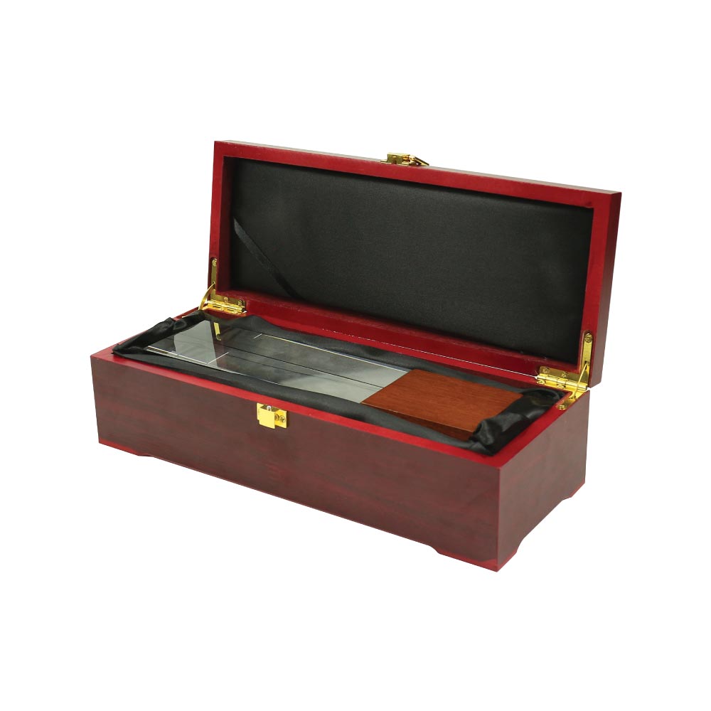 Cuboid Shaped Crystal Awards with Wooden Base | Promotional Gifts Suppliers