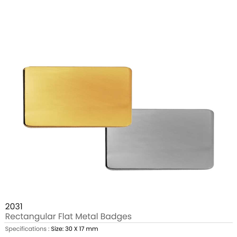 Rectangular Flat Metal Badges | Promotional Gifts Suppliers